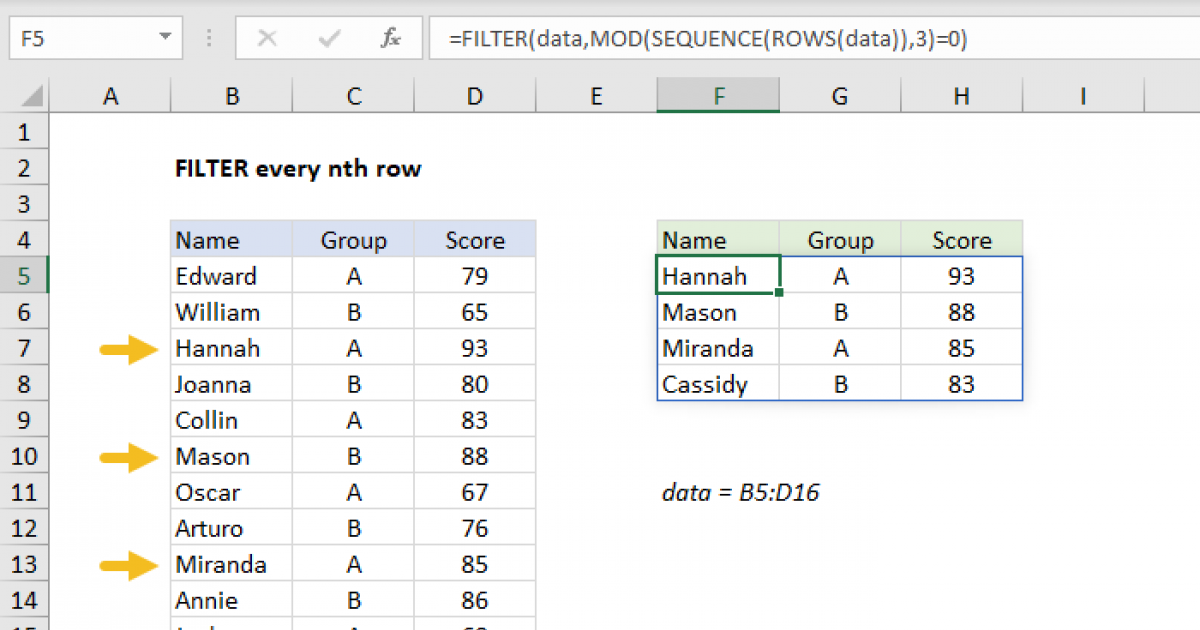 Filter Every Nth Row Excel Formula Exceljet